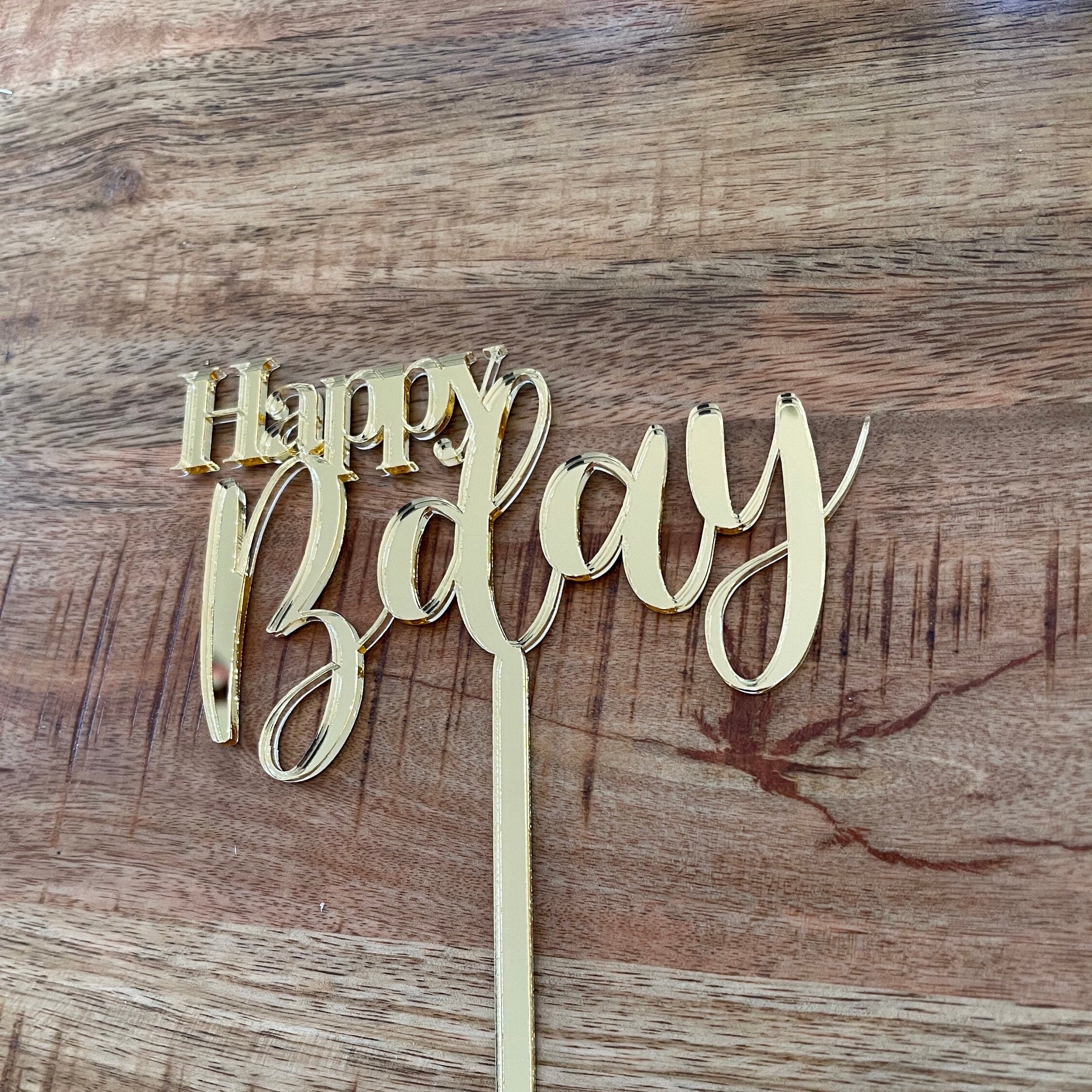 Happy birthday cake topper • Acrylic cake topper – Pretty Palms